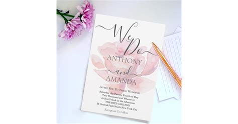 Cute Script Watercolor Rose Overlay Script Invitation Zazzle