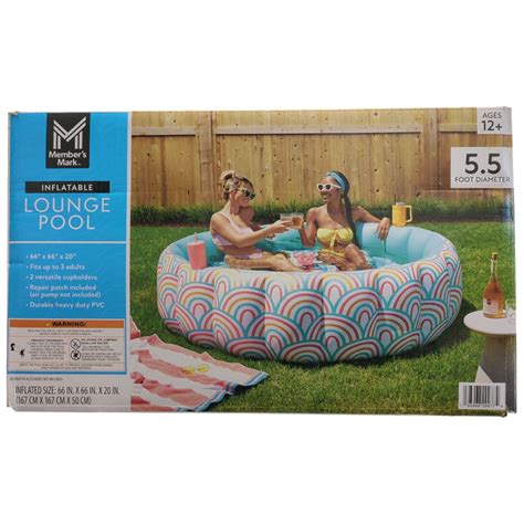 Members Mark Inflatable Lounge Pool With Cup Holders Rainbow
