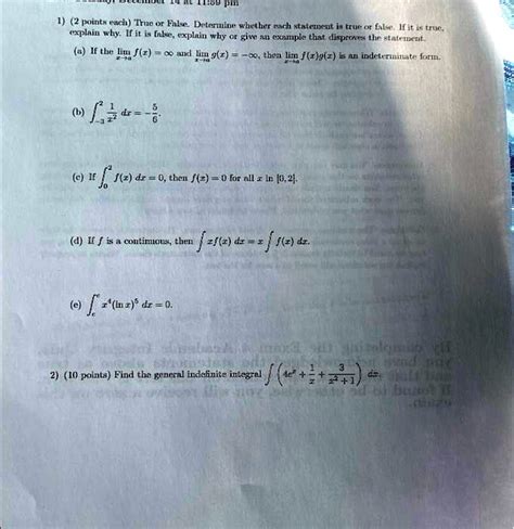 1 2 Points Each True Or False Determine Whether Each Statement Is True Or False If It Is