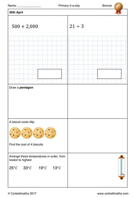 5 A Day Maths Printable Pdf Template