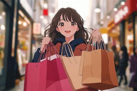Anime Girl Holding Shopping Bags Images Free Download On Freepik