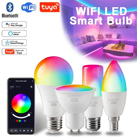 Tuya Rgb Bulb Smart Gu10 C37 A60 T37 E14 E27 B22 Light Dimmable Wifi