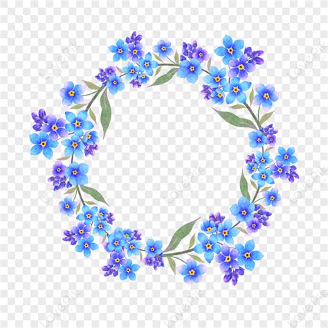 Watercolor Forget Me Not Flower Wreath Border Forget Me Not Flowers