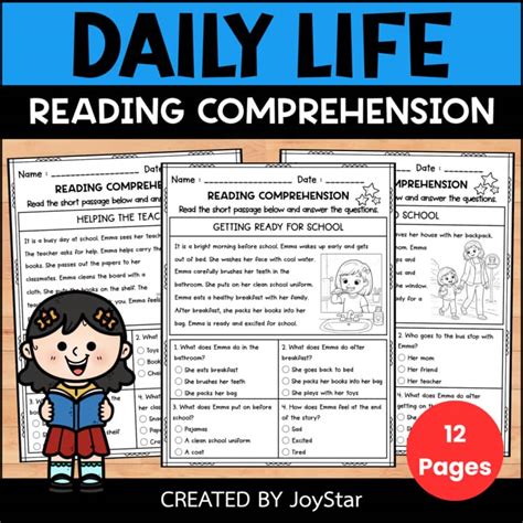 Daily Life Reading Comprehension Passages And Questions No Prep K 1st