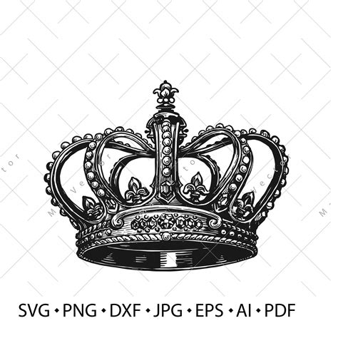 Crown Vector Kings Crown Vintage Sketch Drawing Clipart Digital