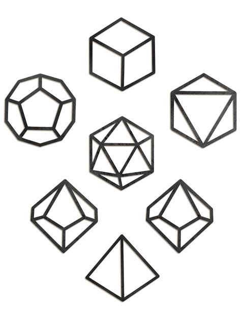 Dnd Decor 7 Piece Wooden Dice Outline Wall Decoration Dungeons And