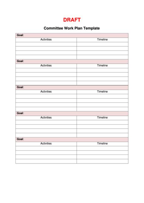 Committee Work Plan Template Printable Pdf Download