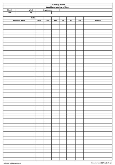 Employee Attendance Sheet Excel Template