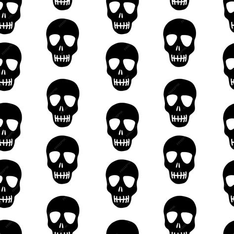 Premium Vector Pattern With Black Silhouette Of The Skull