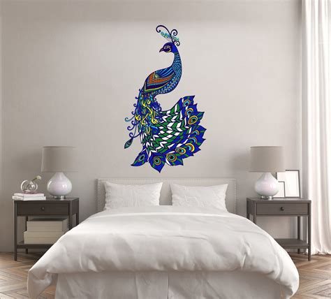 Peacock Wall Decal Peacock Wall Sticker Bird Wall Decor Etsy