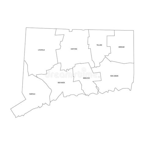 Administrative Map Of Connecticut Ct Stock Illustration Illustration