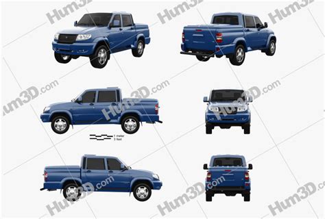 Uaz Patriot 23632 Pickup 2013 Blueprint Template