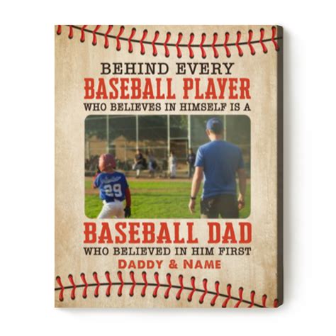 Baseball Dad Behind Every Baseball Player Custom Picture Canvas Fathers Day Baseball Ts For