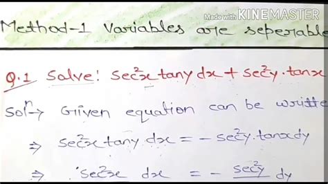 Differential Equations Of First Order And First Degree By Variable