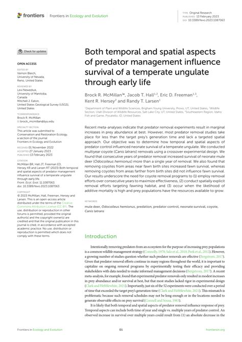 Pdf Both Temporal And Spatial Aspects Of Predator Management