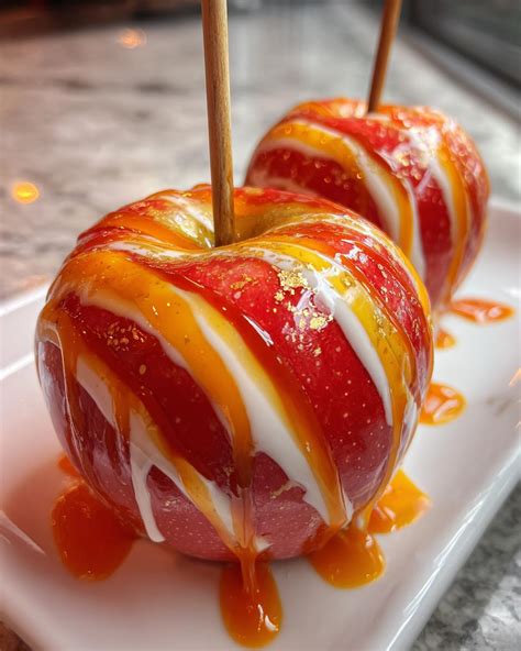15 Minute Candy Corn Drizzle Apples For Magical Halloween Treats