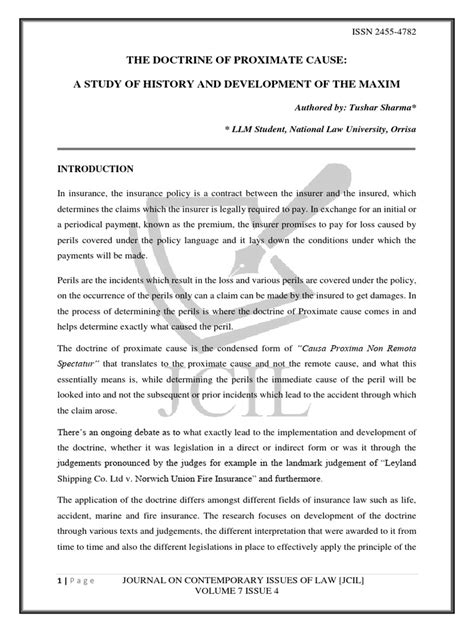the doctrine of proximate cause pdf proximate cause insurance