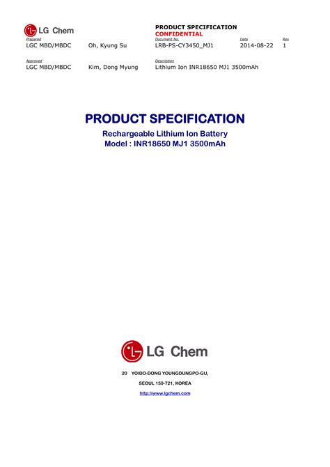 Lg Inr18650mj1 3500mah Battery Cell Spec Pdf Consumer Electronics