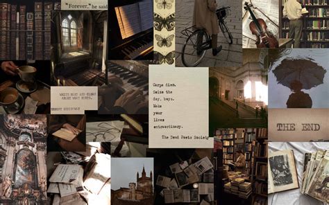Artistic Collage For Dark Academia Aesthetic Computer Wallpaper Wallpapersok