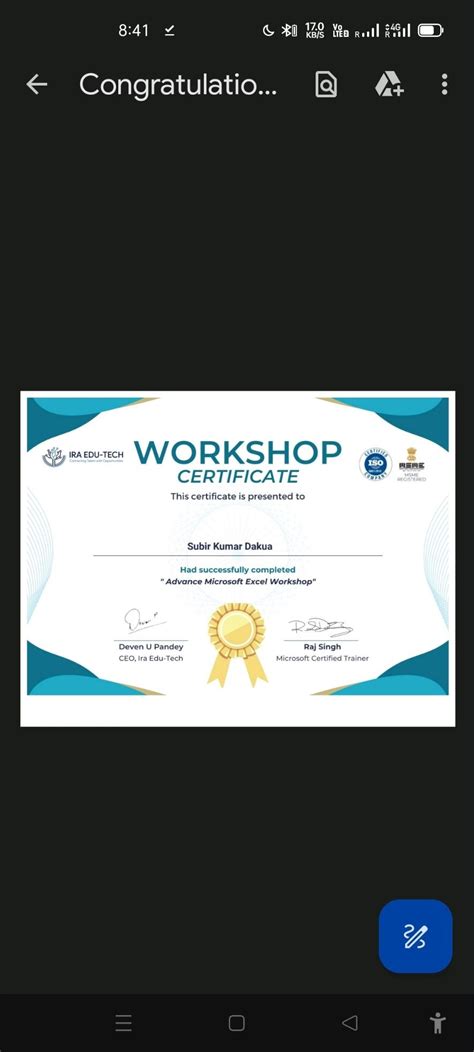 Subir Dakua On Linkedin I Have Successfully Completed Advance Microsoft Excel Workshop