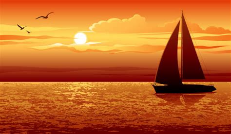 Sailboat Sunset Drawing