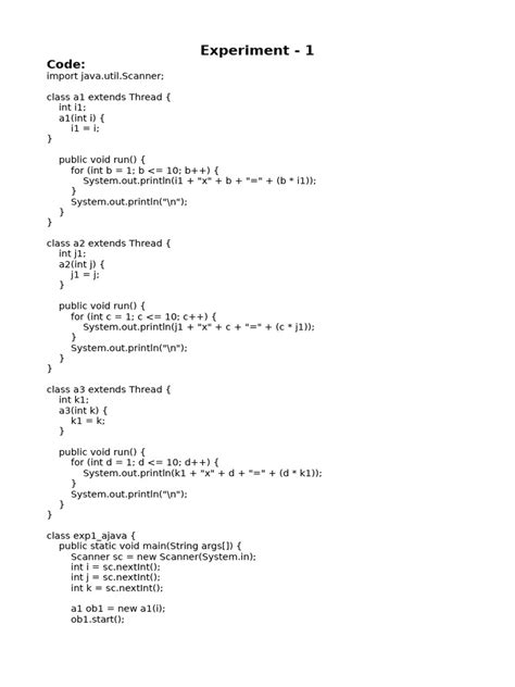 Java Multithreading Multiplication Table Pdf