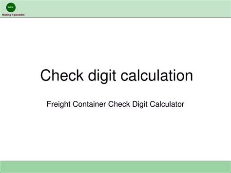 ppt check digit calculation powerpoint presentation free download