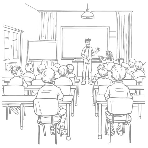 Premium Vector Outline Illustration For Positive Classroom For Teach