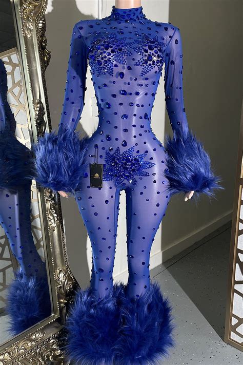 Icey Heart Blue Bodysuitready To Ship Elegant Bodysuit Drag Queen