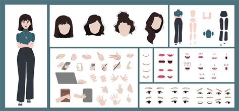 Asian Business Woman Constructor For Animation 52950825 Vector Art At