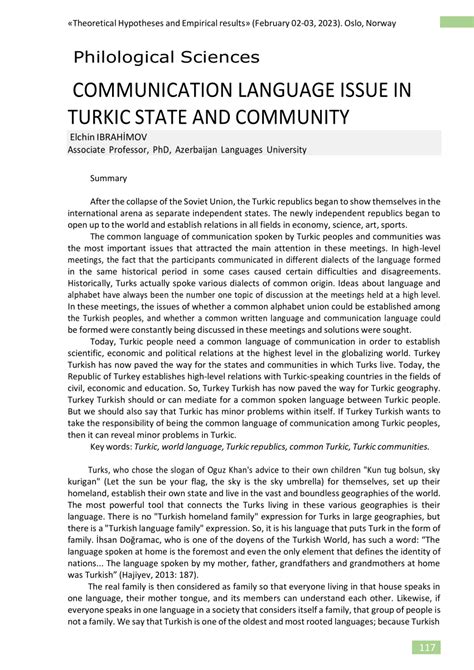 Pdf Communication Language Issue In Turkic State And Community