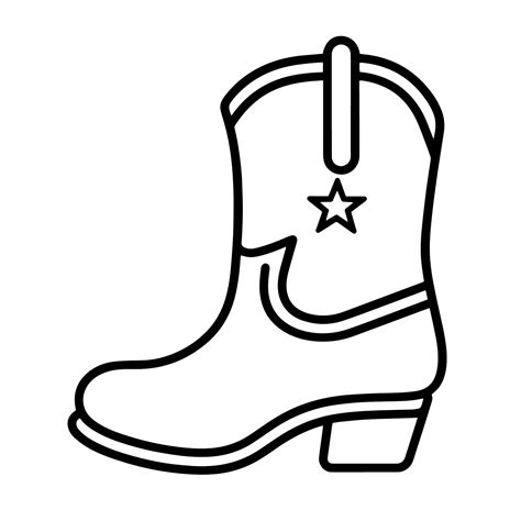 Stylish Outline Icon Of A Cowboy Boot Ideal For Western Themed Designs