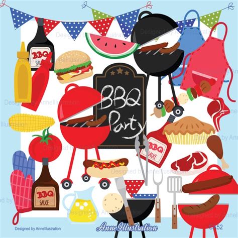 Bbq Clipartbarbecue Clipartsummer Clipartparty Clipartfood Etsy