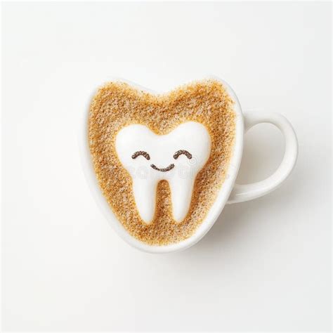 Happy Tooth Shaped Foam Design On Coffee Cup Stock Illustration