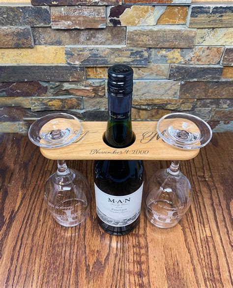 Unique Wood Wine Glasses Caddy Personalized Wine Butler Home Decor