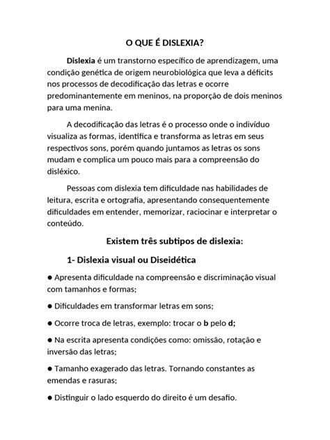 Oque é Dislexia2 Pdf Dislexia