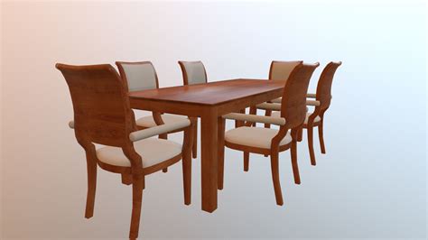 3d Model Dining Set Low Poly Table And Chairs Vr Ar Low Poly Cgtrader