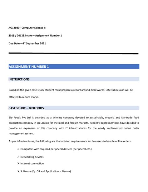 Assignment Number 1 1 Ag12030 Computer Science Ii 2019 20129