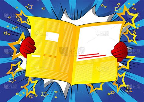 卡通手拿着报纸。