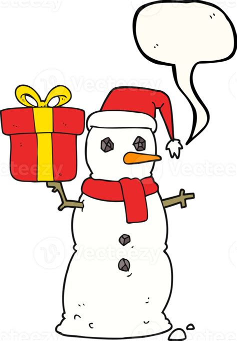 Hand Drawn Speech Bubble Cartoon Snowman 40080584 Png