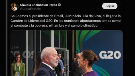 Sheinbaum Comparte Foto Con Lula Da Silva En El G20 Grupo Milenio