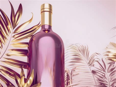 Glowing Elixir A Captivating Bottle Of Pink Wine With A Golden Crown