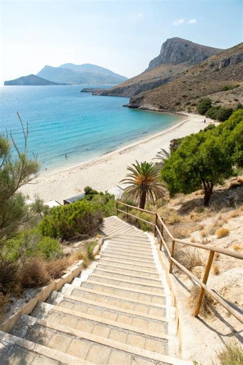 Stairs From Sandy Beach On Greece Island Kalymnos Stairs From Sandy