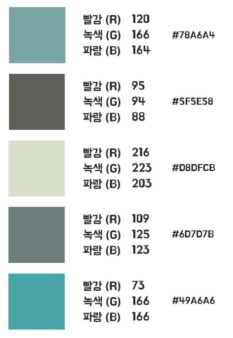 오늘의 Ppt 색상 테마 008 민트와 그레이 네이버 포스트 색상 혼합 색표 색상