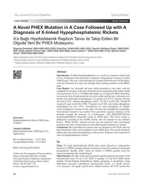 Pdf A Novel Phex Mutation In A Case Followed Up With A Diagnosis Of X