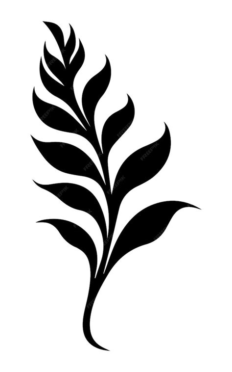 Premium Vector Black Silhouette Leaf And Stem In Modern Style Vector