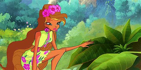 An Animated Image Of A Girl Sitting On A Rock In The Jungle With Her