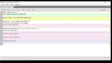Selection Sort Technique Java Program For Practical Exam Youtube
