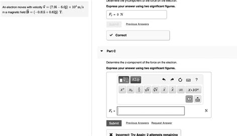 Solved An Electron Moves With A Velocity Of 79i 60j Ms In A