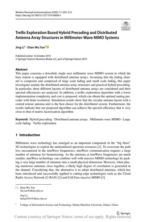trellis exploration based hybrid precoding and distributed antenna